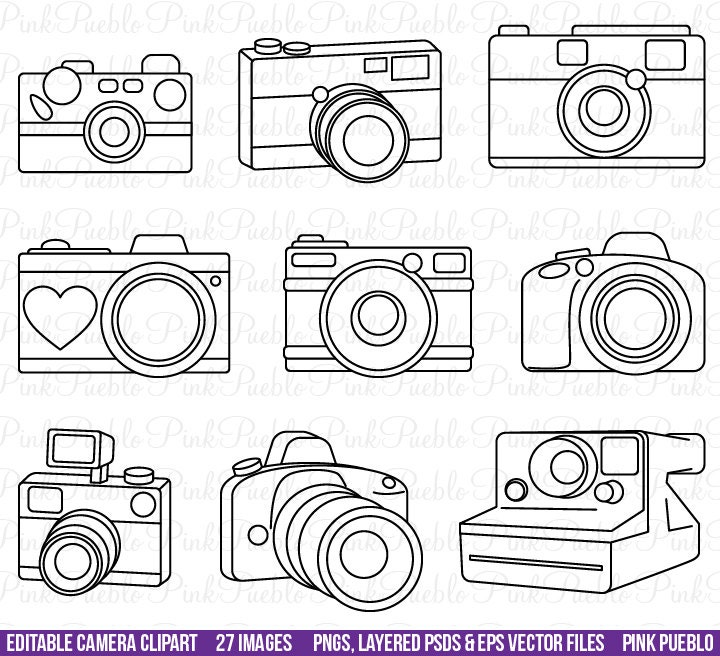 Camera Clipart Clip Art Photography Logo Elements Layered - Etsy Canada