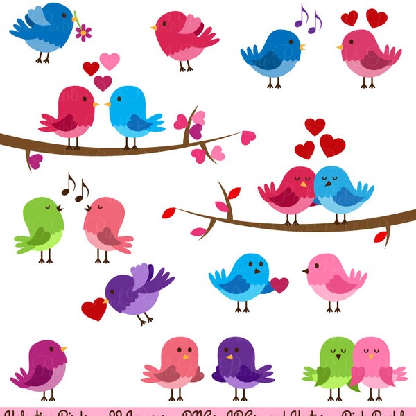 Love Birds Clip Art - Etsy