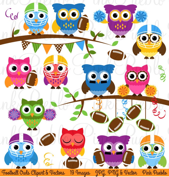 Football Owl Clipart Clip Art Sports Owl Clip Art Clipart | Etsy
