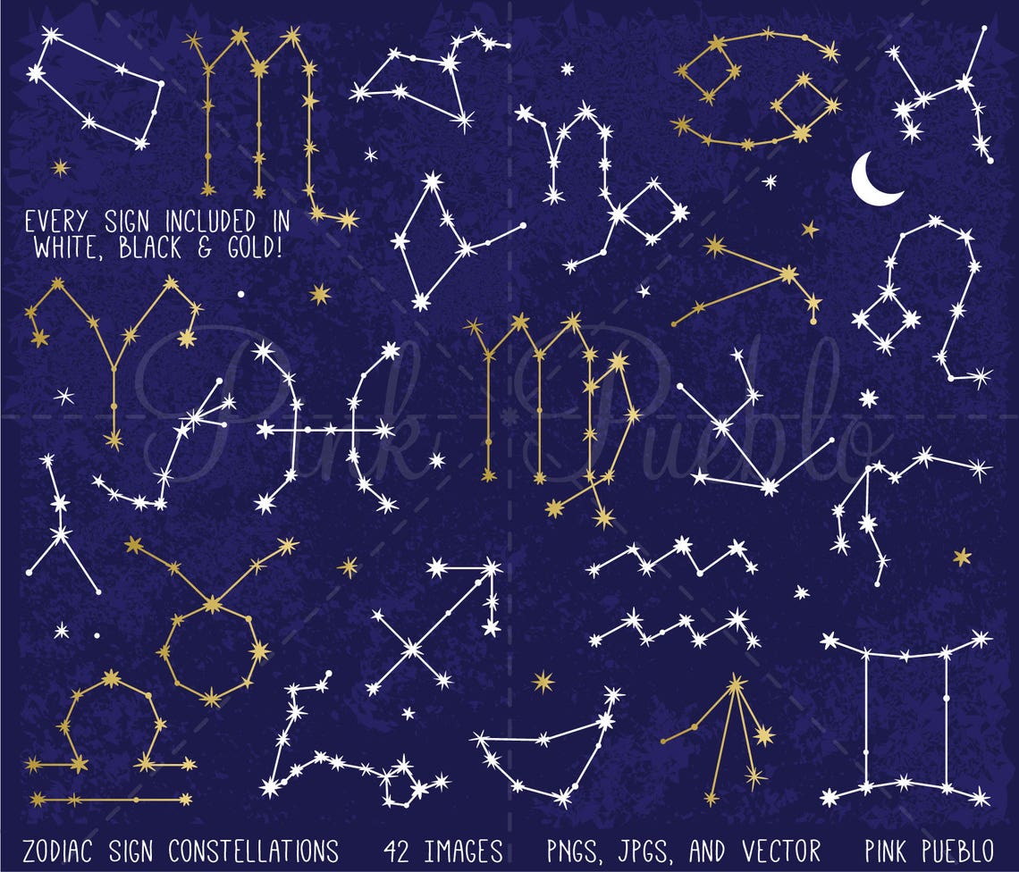 Zodiac Sign Constellations Clipart Zodiac Clipart Zodiac - Etsy