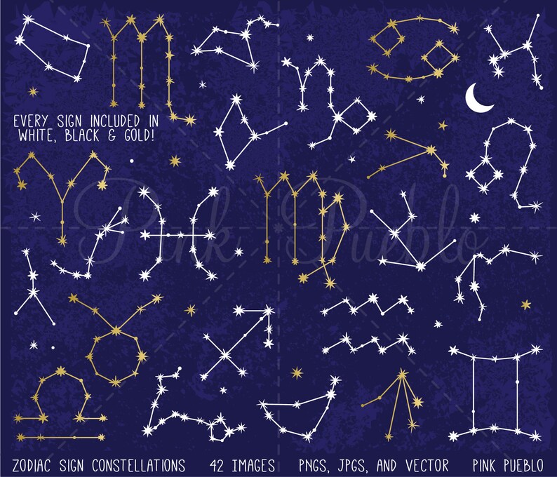 Zodiac Sign Constellations Clipart Zodiac Clipart Zodiac - Etsy