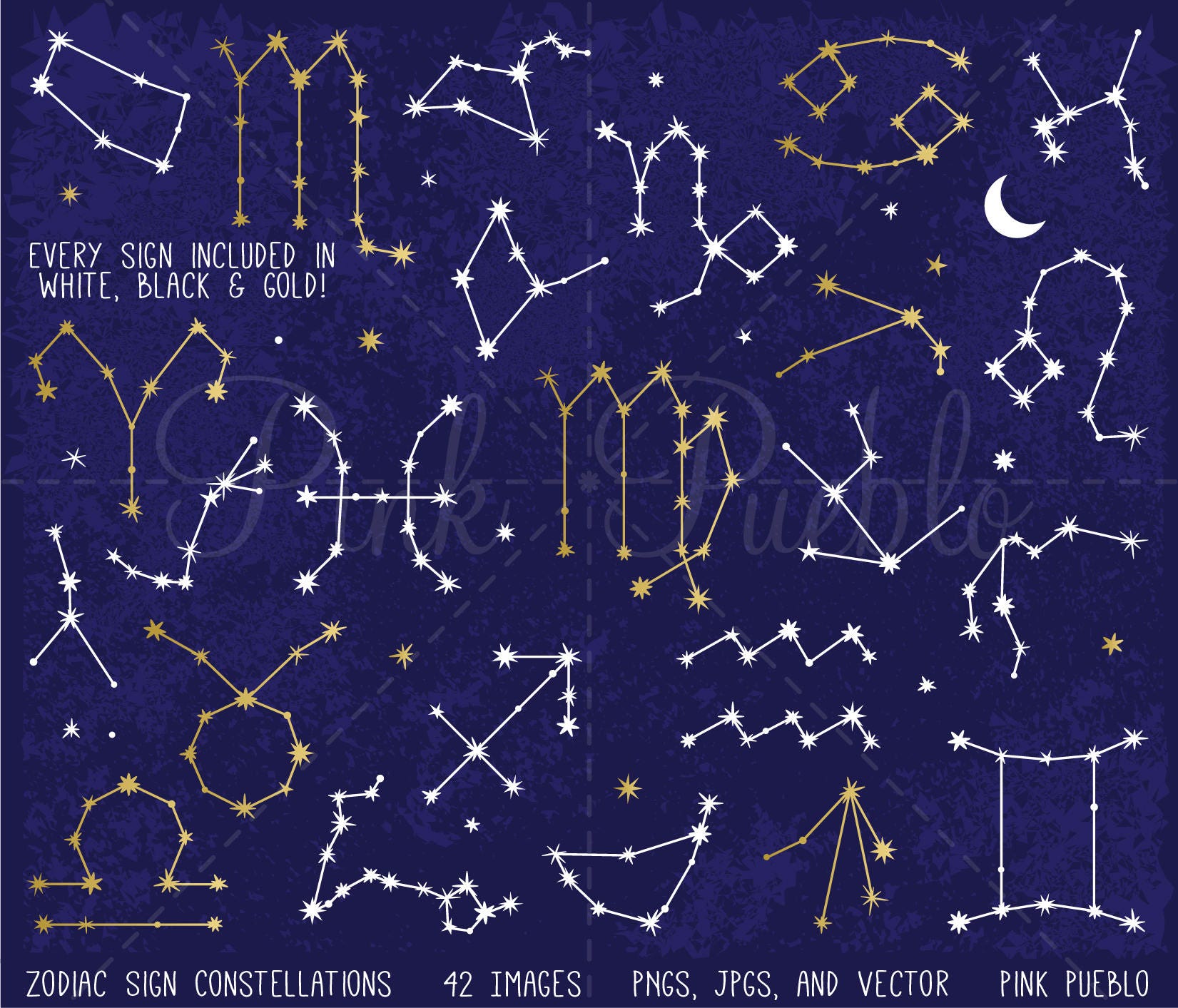 Zodiac Sign Constellations Clipart Zodiac Clipart Zodiac | Etsy