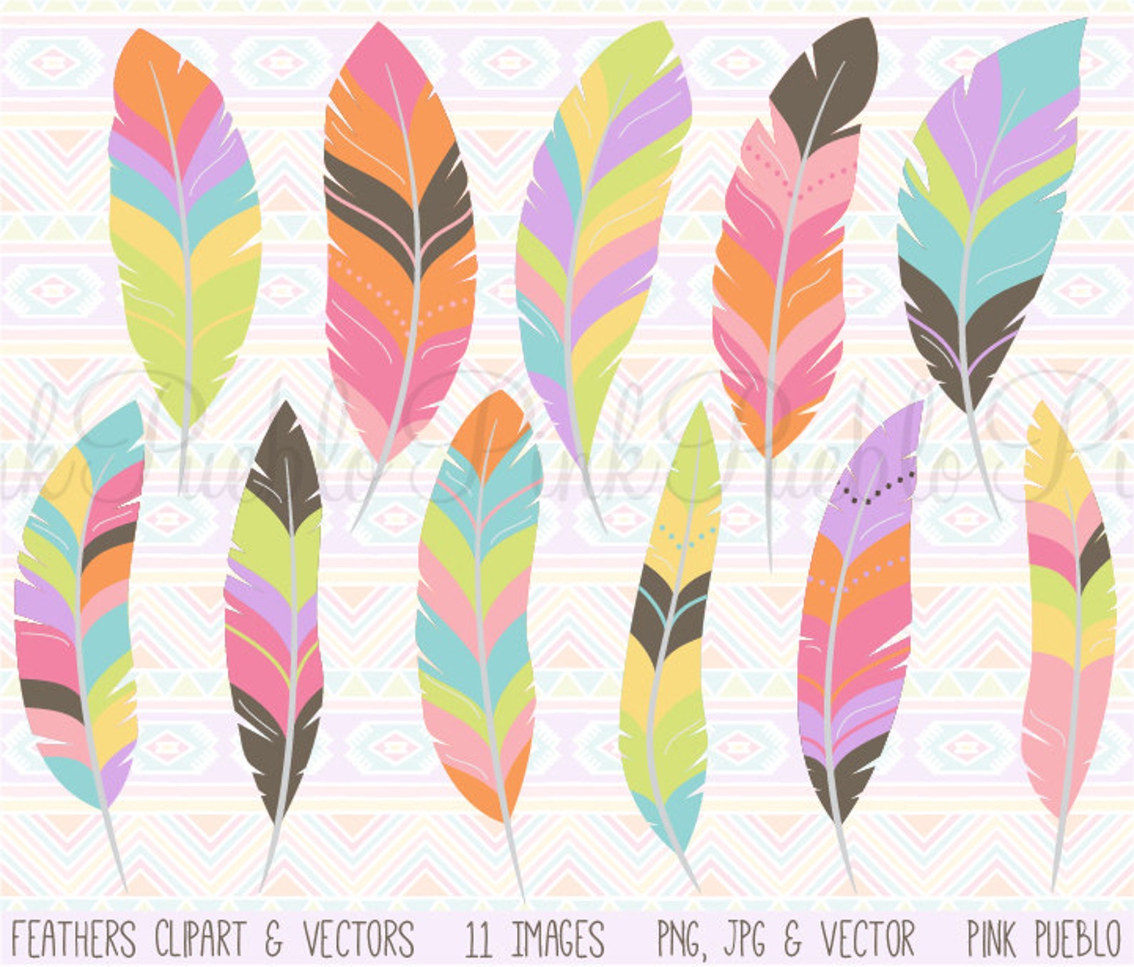 Feather Clipart Clip Art Vectors Tribal Feather Clip Art - Etsy