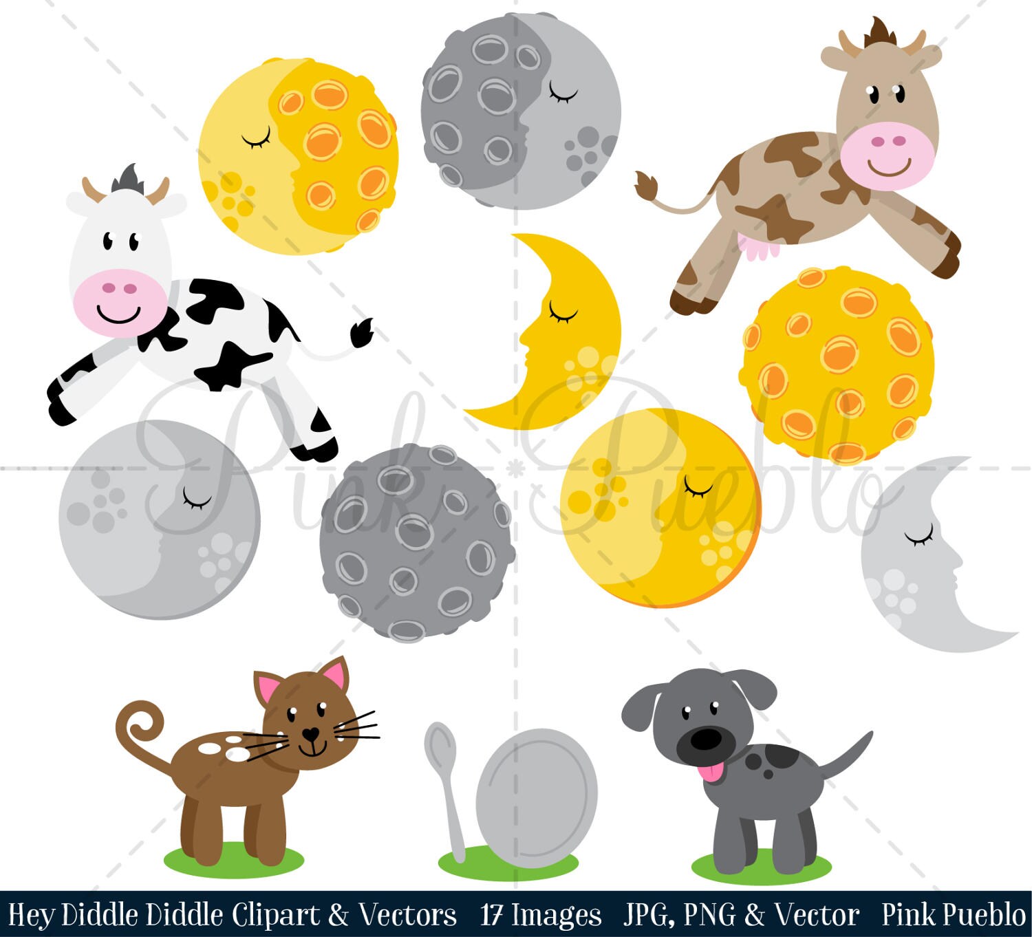 Hey Diddle Diddle Clipart Clip Art Nursery Rhyme Fairytale - Etsy UK