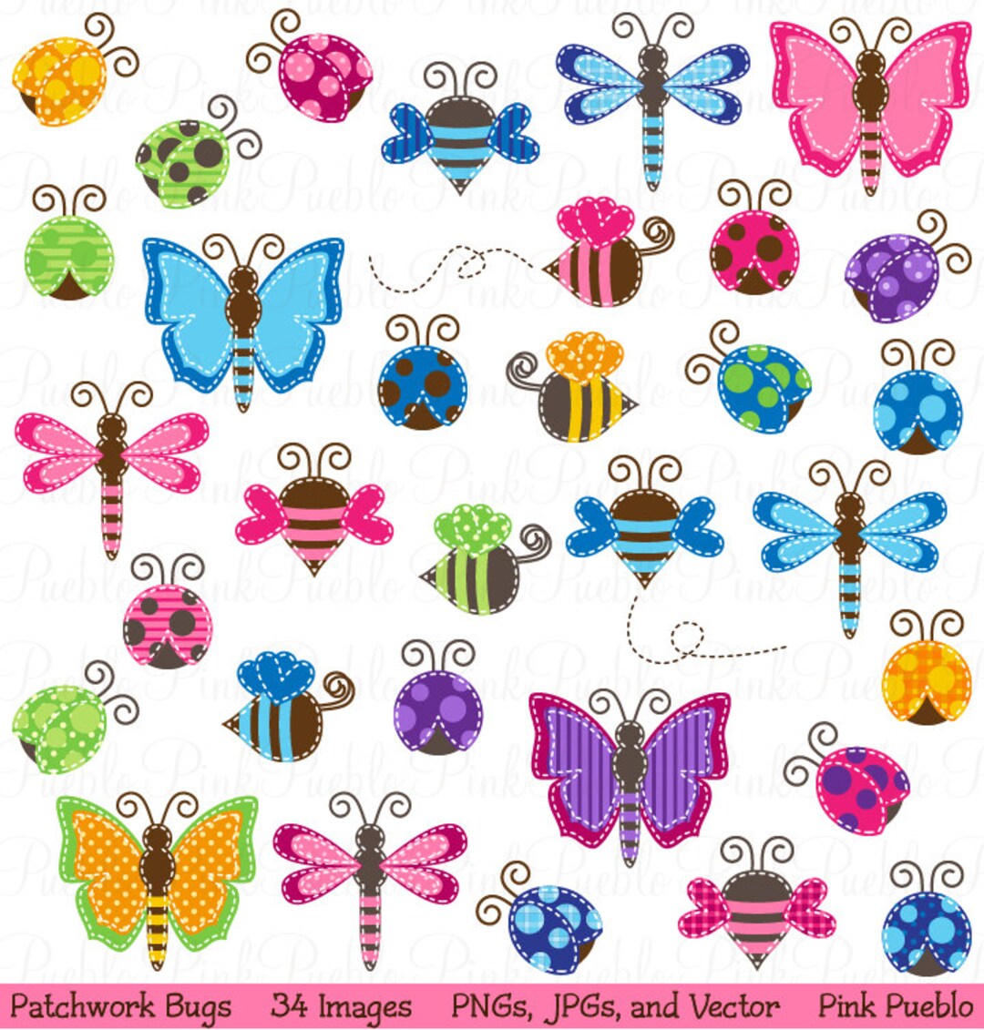 Patchwork Bugs Clipart Clip Art, Bumble Bee Ladybug Baby Shower Clipart ...