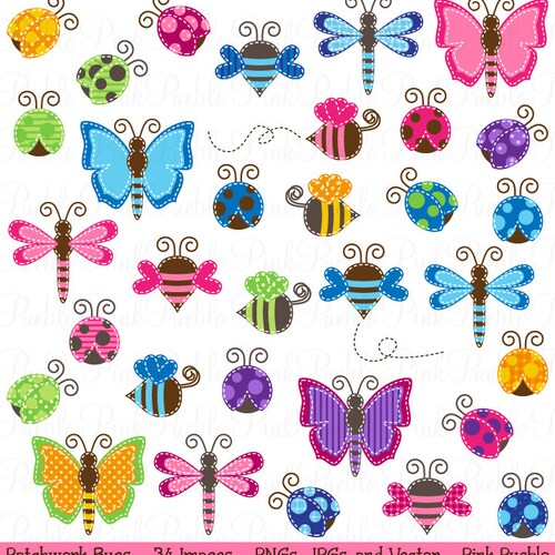 Ladybug Clipart Colorful Bugs Clip Art Vector Clipart - Etsy