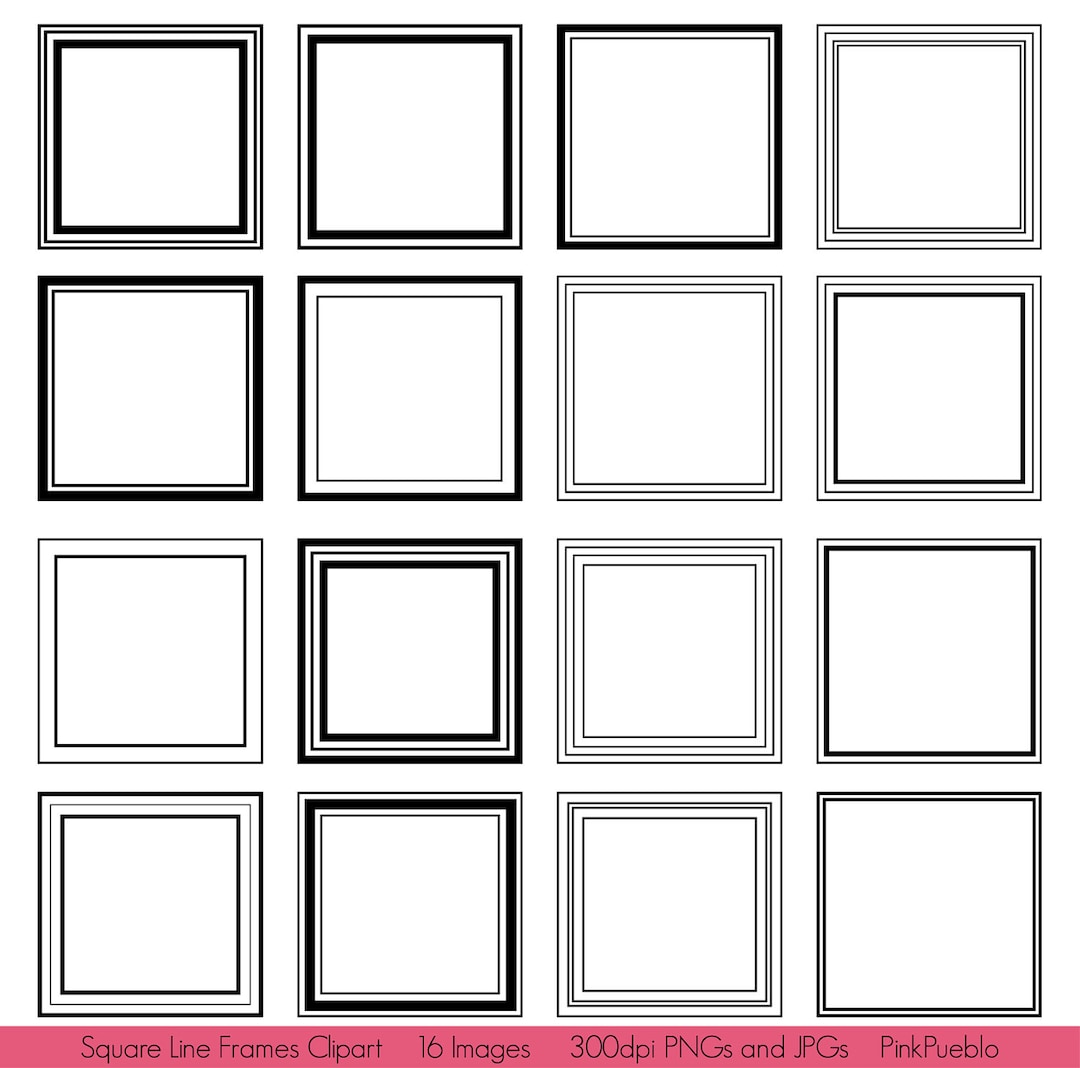 Square Frames Clipart Clip Art Square Line Frames Clipart - Etsy