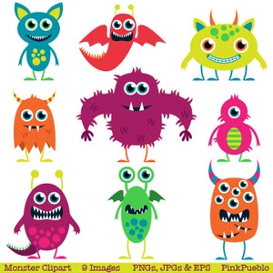 Cute Monsters Clip Art Clipart Aliens Clip Art Clipart | Etsy