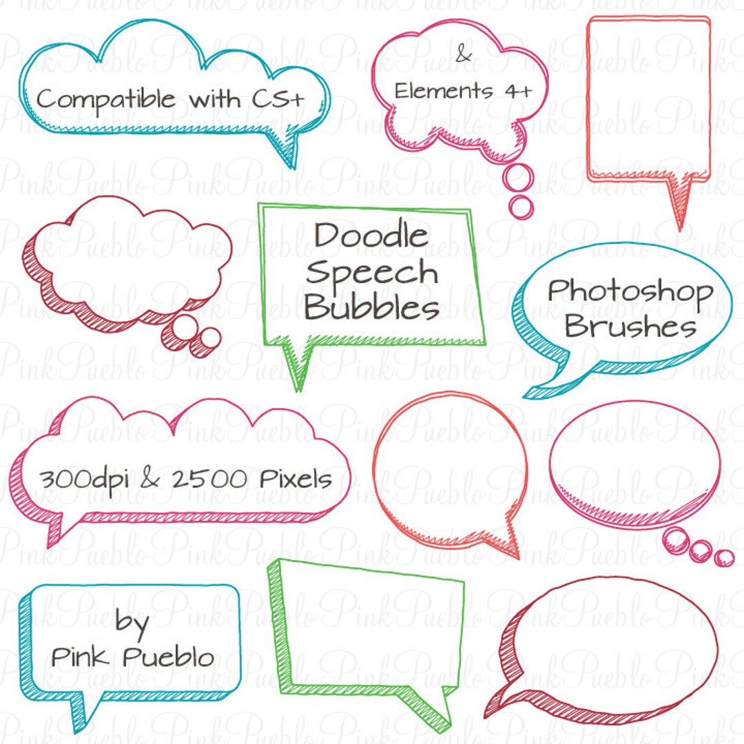 Doodle Speech Bubbles Photoshop Brushes Hand Drawn Speech - Etsy