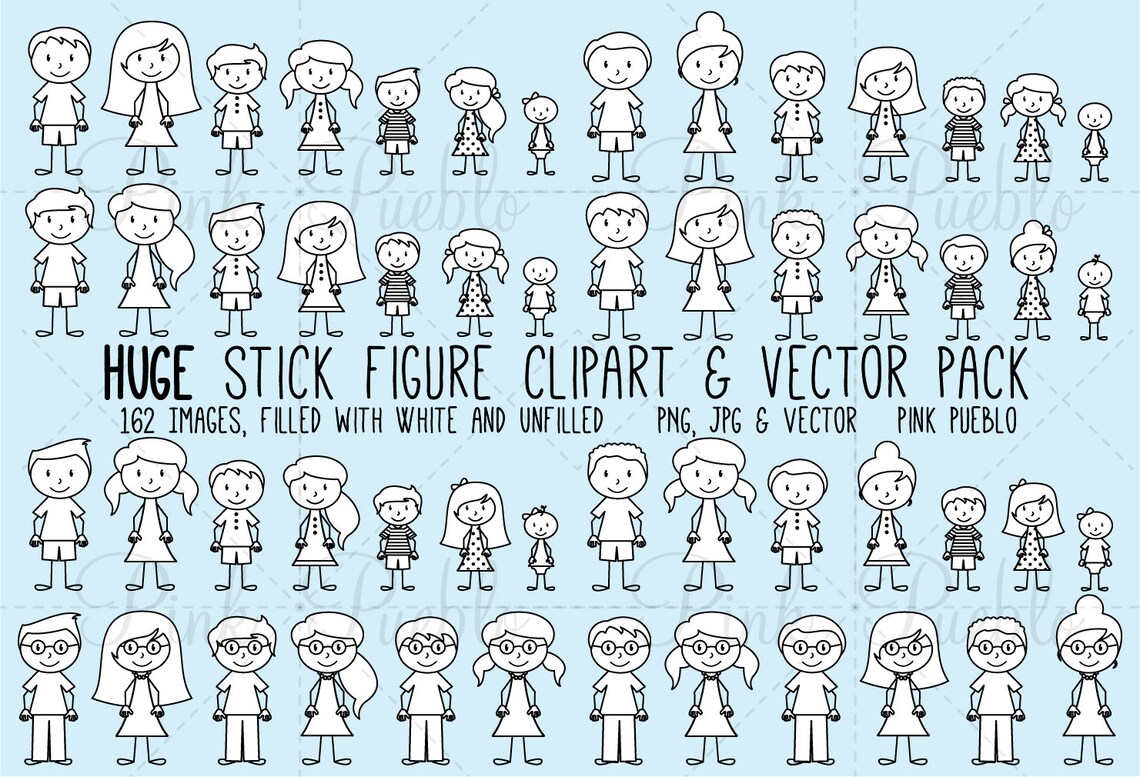 HUGE Pack of Stick Figure Clipart Clip Art Vectors Stick - Etsy Australia