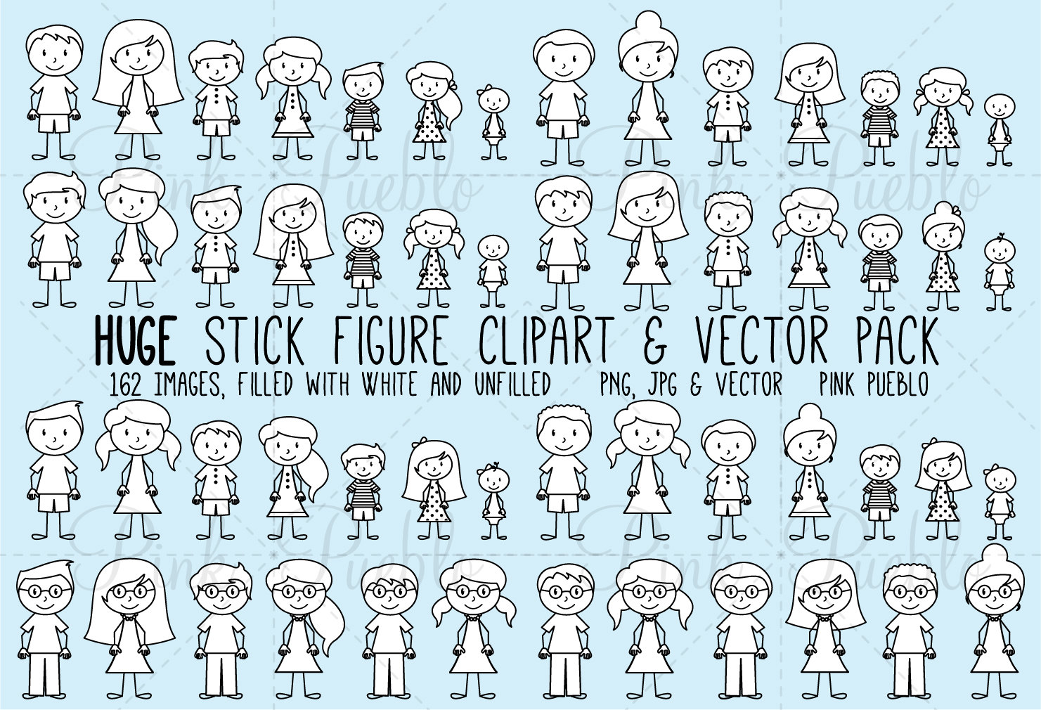 HUGE Pack of Stick Figure Clipart Clip Art Vectors Stick - Etsy Canada