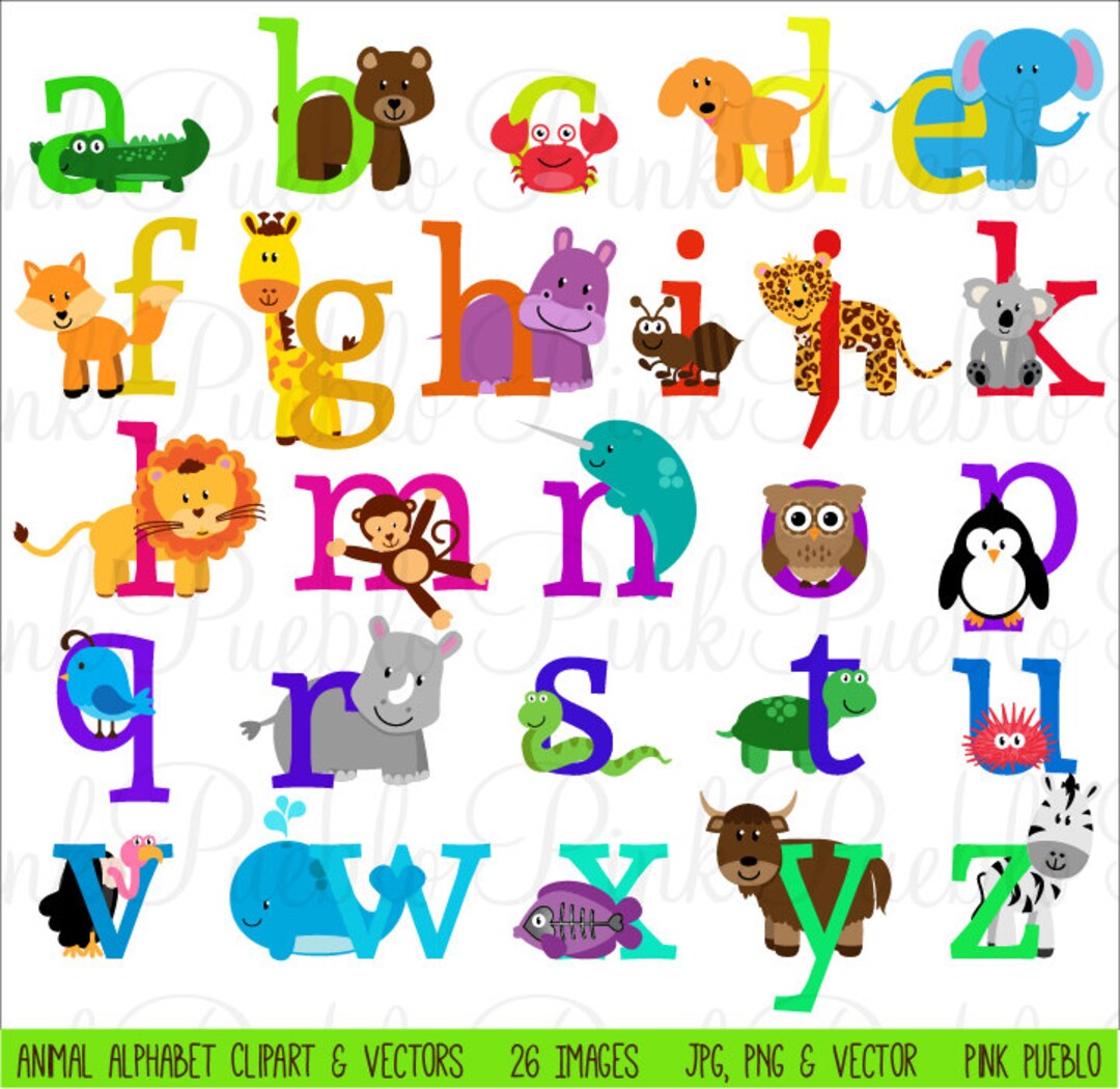Animal Alphabet Font With Safari Jungle Zoo Animals - Etsy