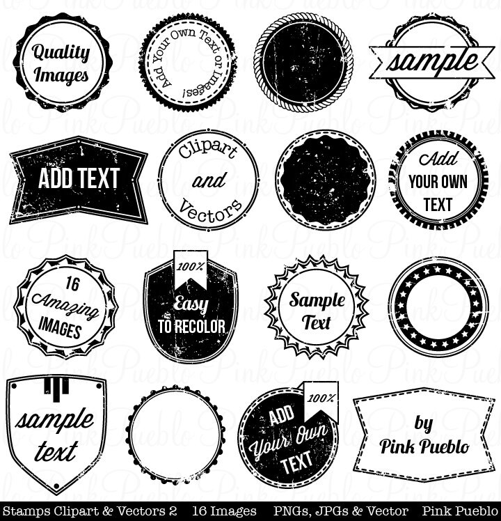 Stamps 2 Clipart Clip Art Vintage Postage Badge Label Frame - Etsy