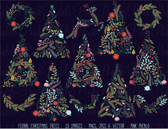 Christmas Tree Clipart Vector Flower
