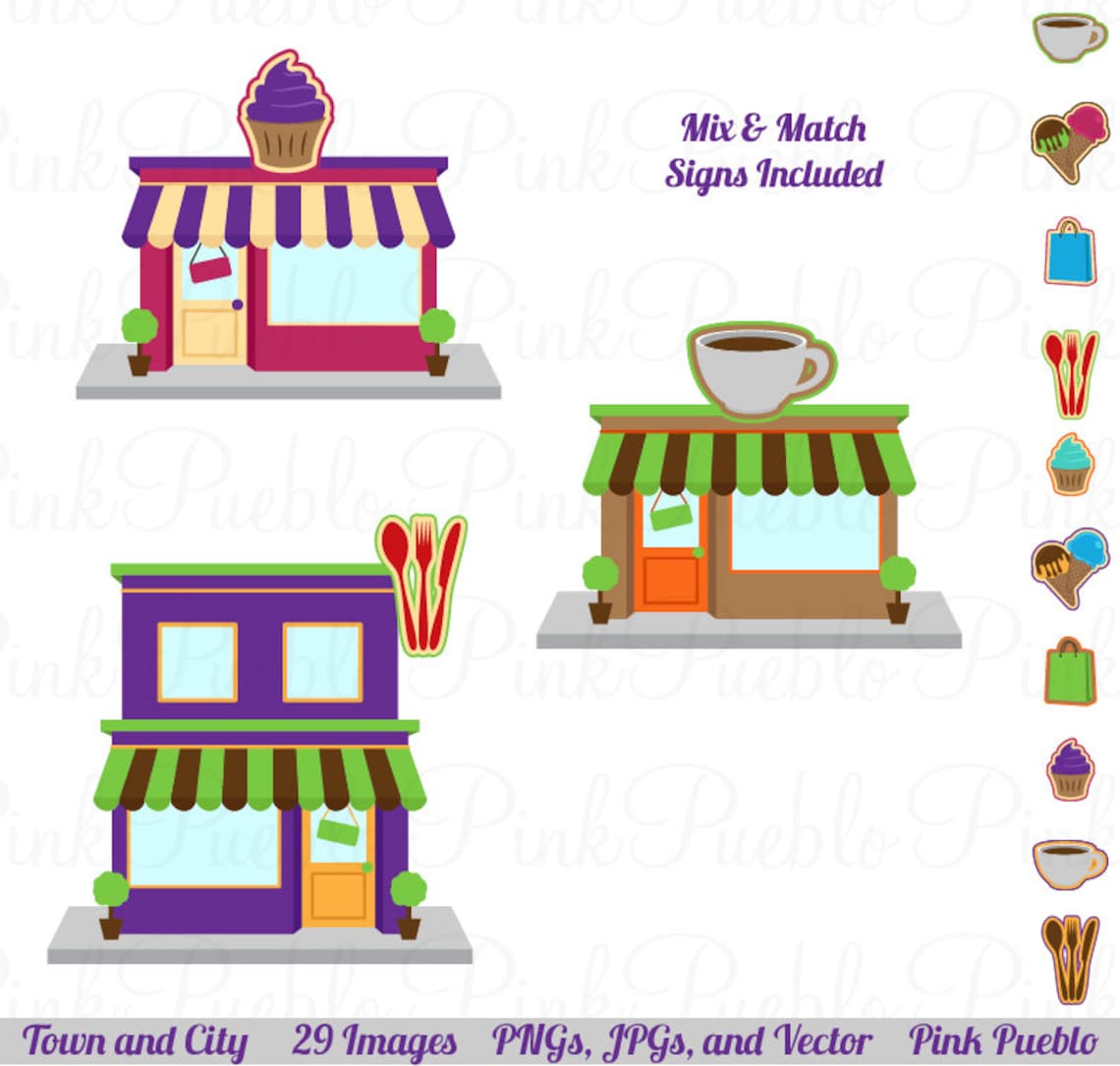 City Clipart Clip Art Printable House Village Town Clip Art | Etsy Canada