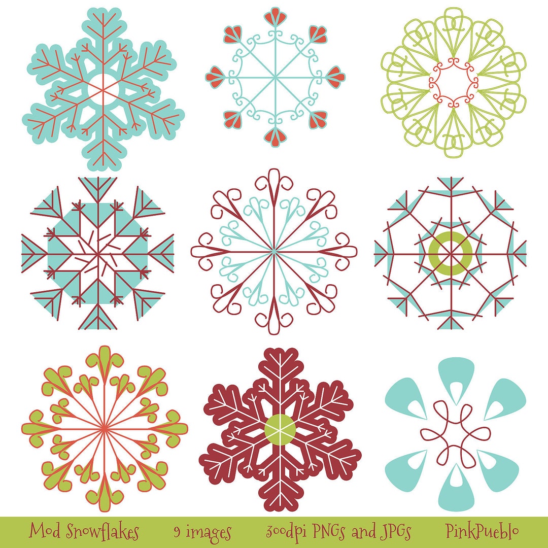 Snowflakes Clip Art Snowflakes Clipart Commercial Use - Etsy