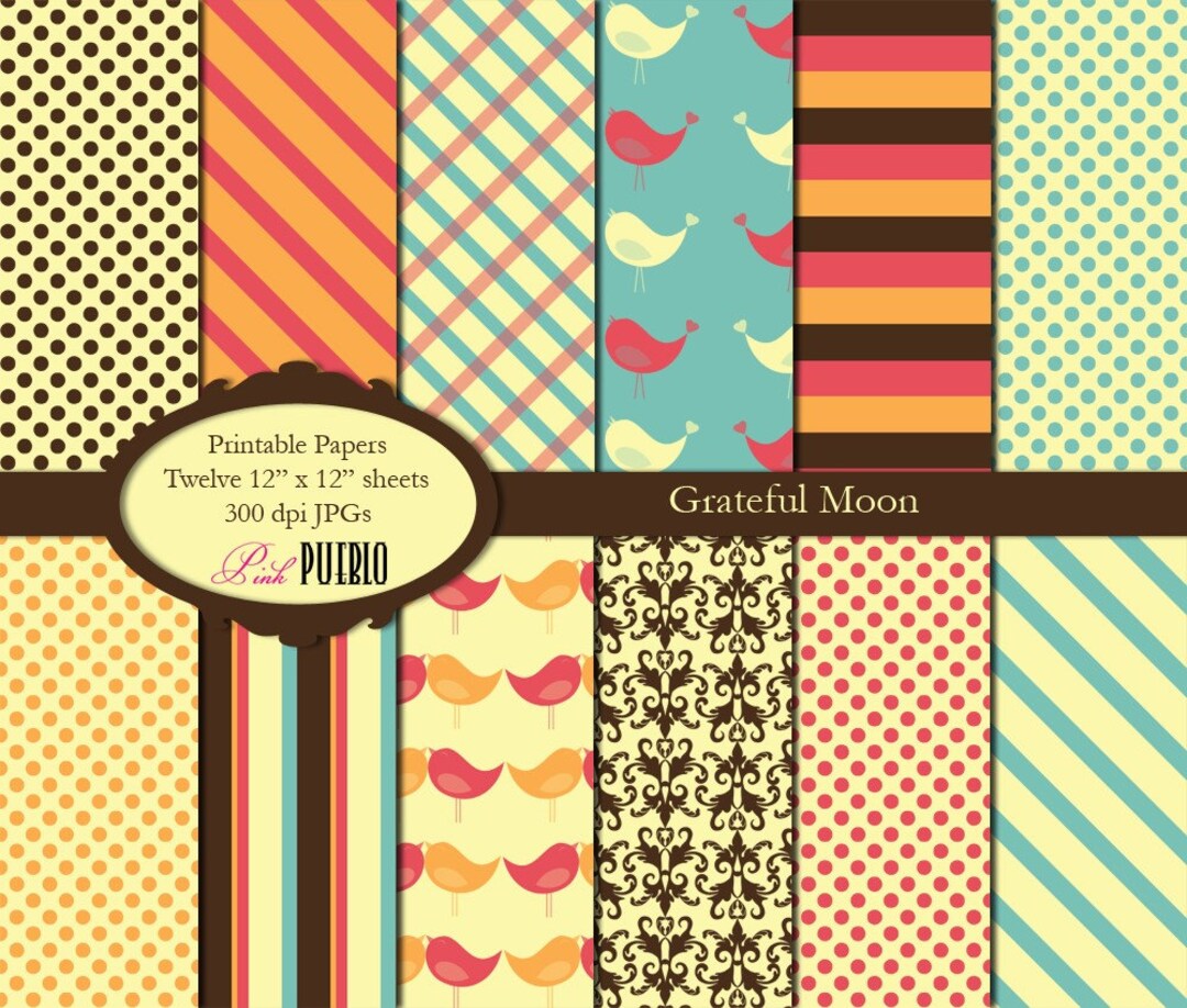 Digital Papers Scrapbook Papers in Brown Orange White Pink - Etsy