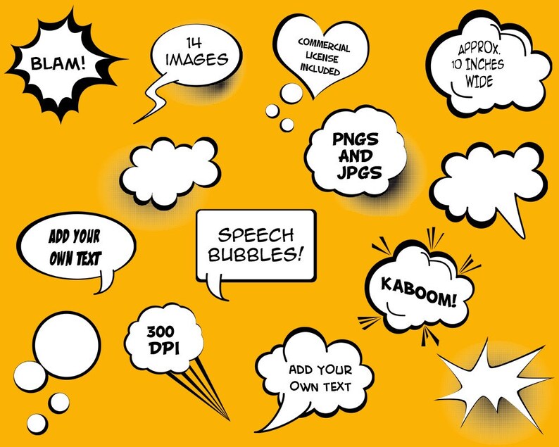 Speech Bubbles Clip Art Clipart Commercial and Personal - Etsy