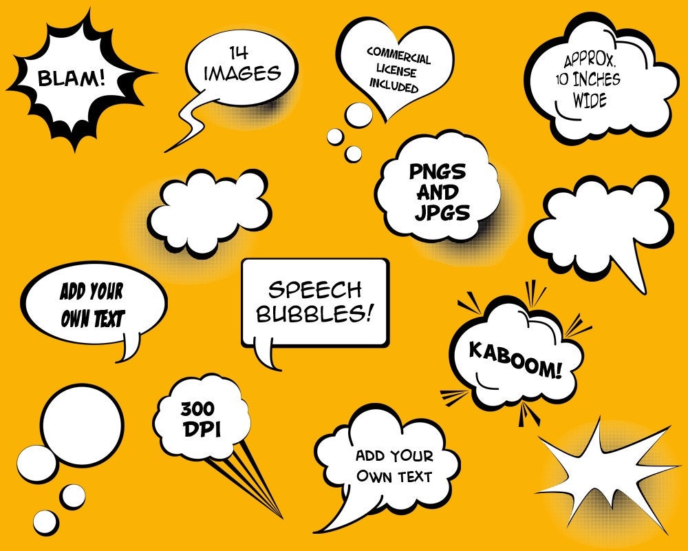 Speech Bubbles Clip Art Clipart Commercial and Personal - Etsy