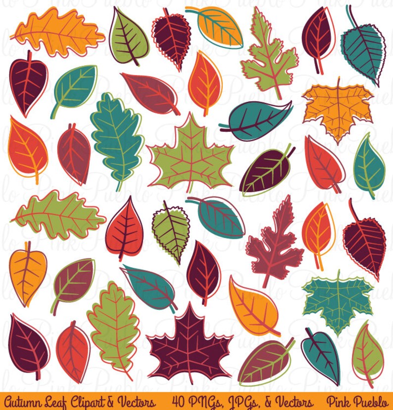 Autumn Fall Leaves Clipart Clip Art Thanksgiving Leaf Clipart - Etsy