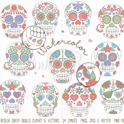 Dia De Los Muertos Clipart Watercolor Day of the Dead - Etsy