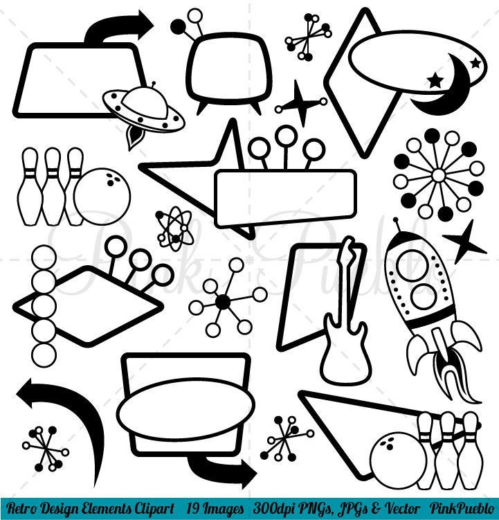 Retro Clipart Clip Art Mod or Vintage Clipart Clip Art - Etsy Canada