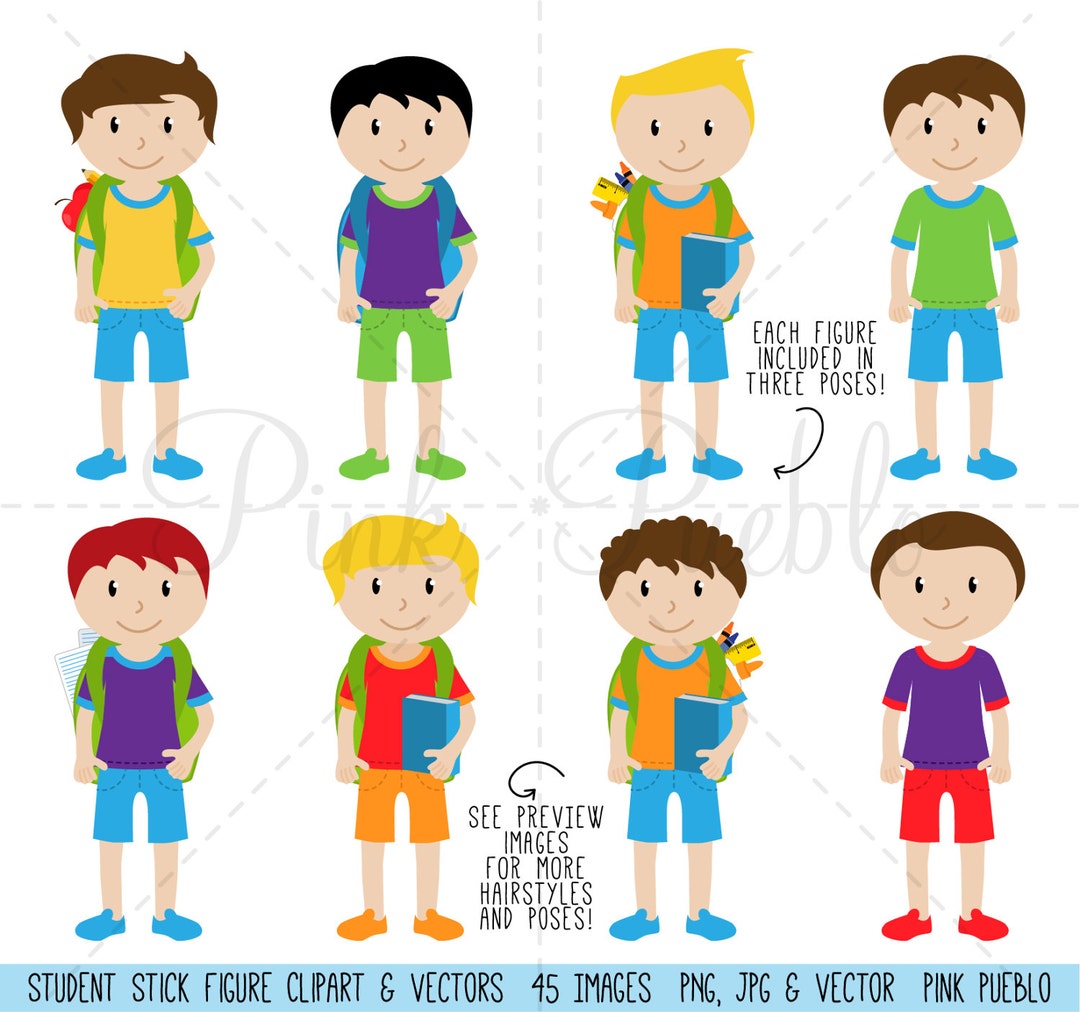 Huge Pack of Male Student Clipart Clip Art, Classroom Clipart, Teacher ...
