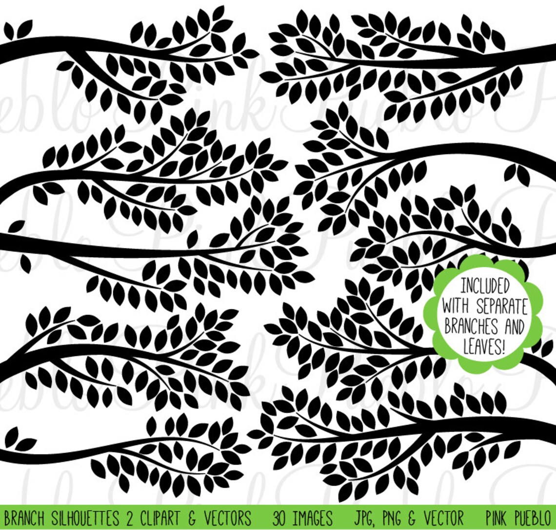 Branch Silhouettes 2 Clipart Clip Art Tree Branch Clip Art | Etsy