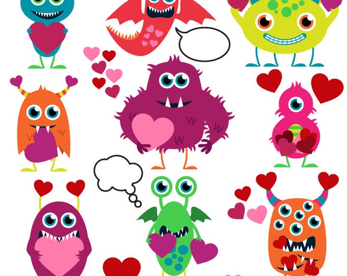 Valentine Monsters Clipart Clip Art, Love Monsters Clipart Clip Art ...