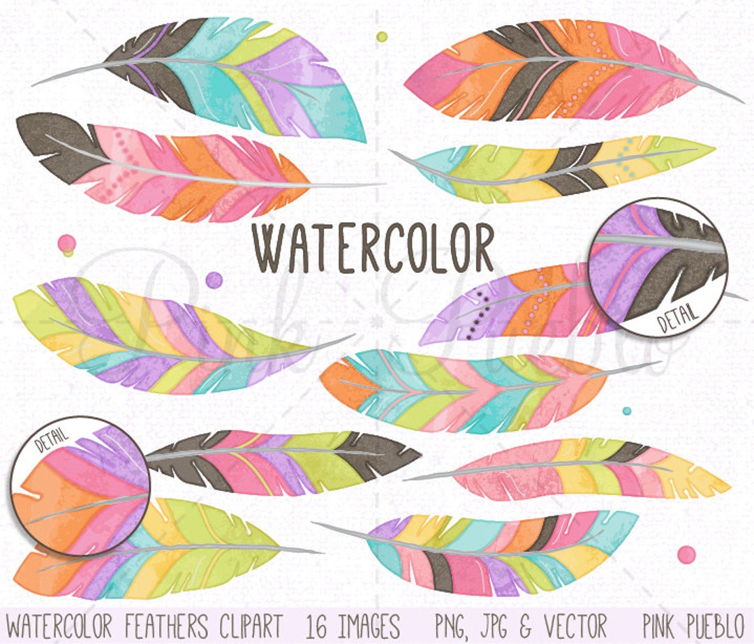 Watercolor Feather Clipart Clip Art Vectors, Tribal Feather Clip Art ...