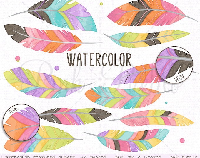 Watercolor Feather Clipart Clip Art Vectors, Tribal Feather Clip Art ...
