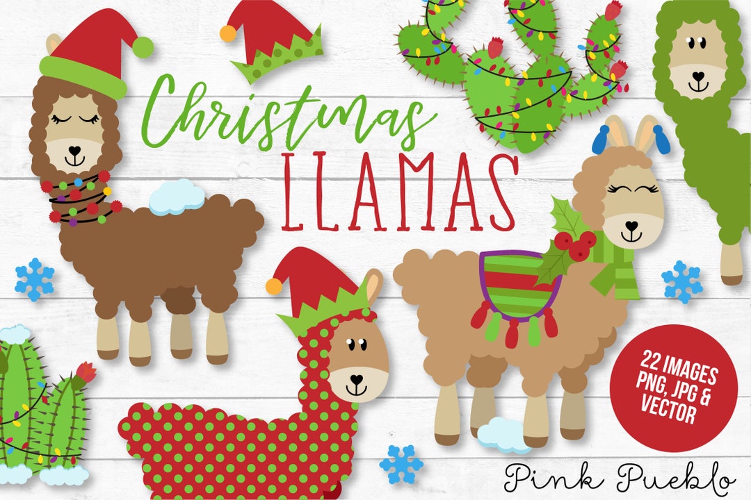 Christmas Llama Clipart, Christmas Llama Clip Art, Winter Holiday ...