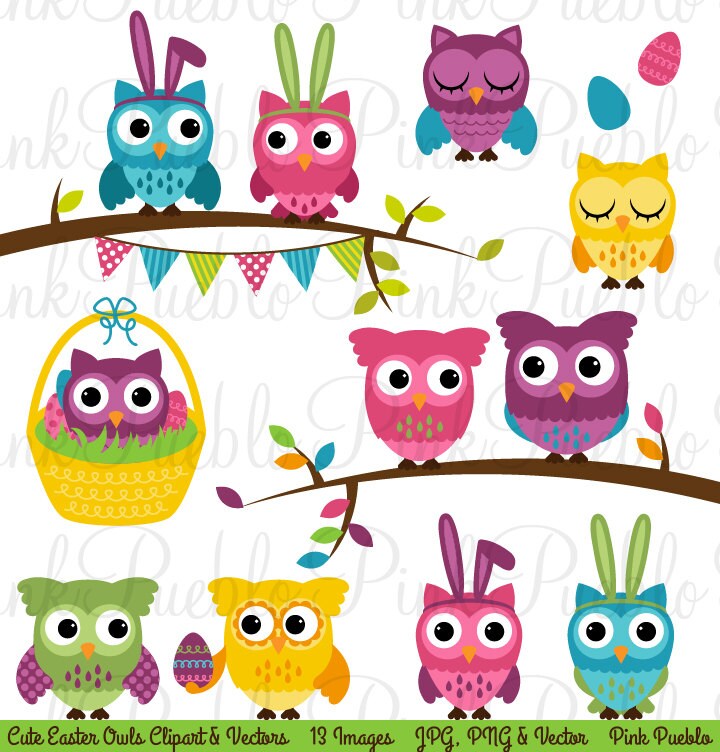 Easter Owl Clipart Clip Art Spring Owl Clipart Clip Art - Etsy
