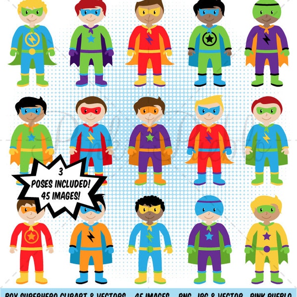 Superheroes Clip Art - Etsy