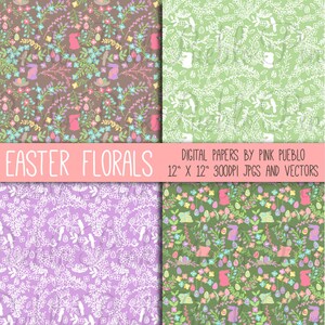 Easter Digital Paper Scrapbook Paper, Rustic Vintage Easter Laurel ...