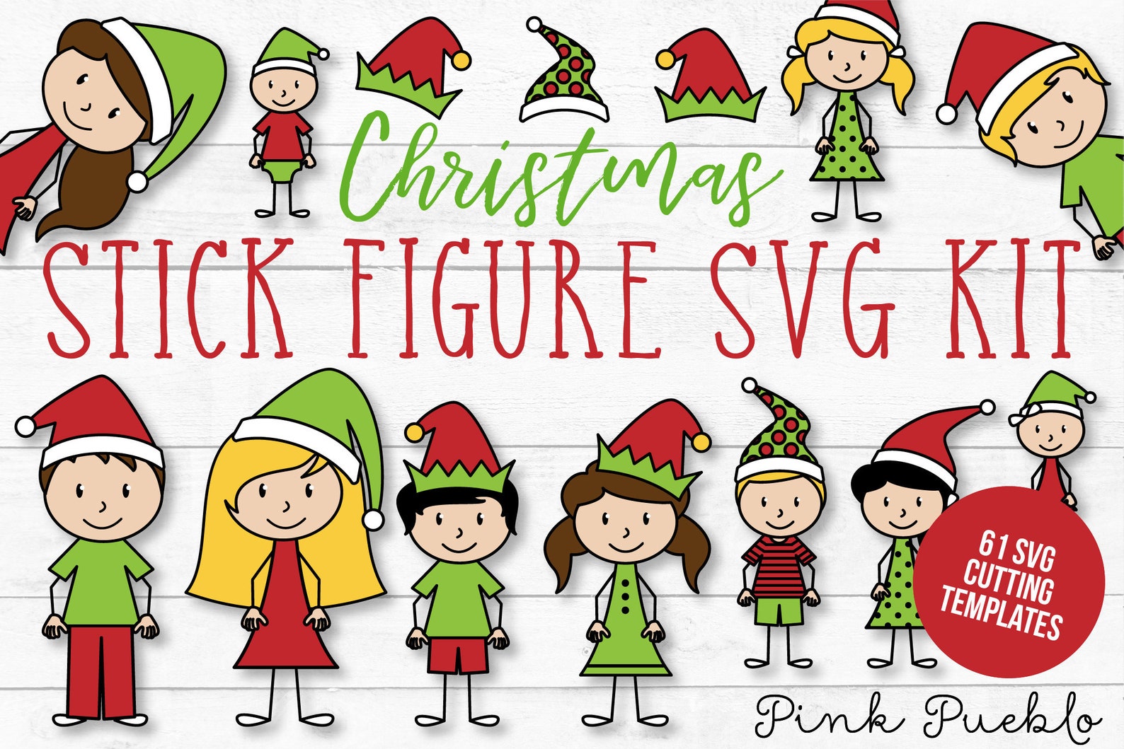 Christmas Stick Figure SVGs Holiday Stick Family SVG File | Etsy