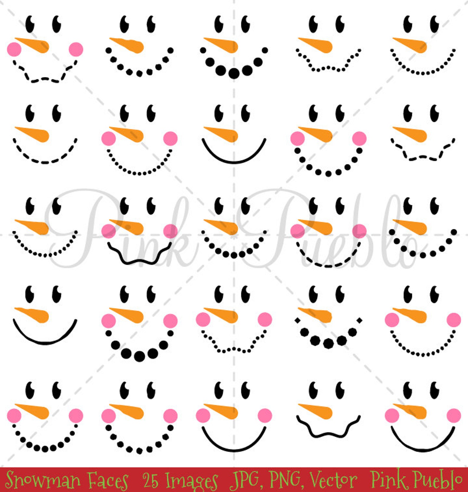 Snowman Faces Christmas Clipart Clip Art Snowman Christmas - Etsy