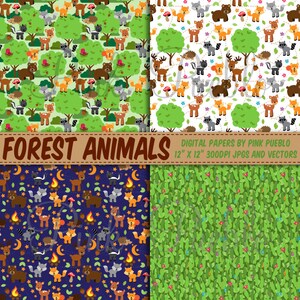 Forest Animal Digital Paper, Forest Animals Scrapbook Paper ...
