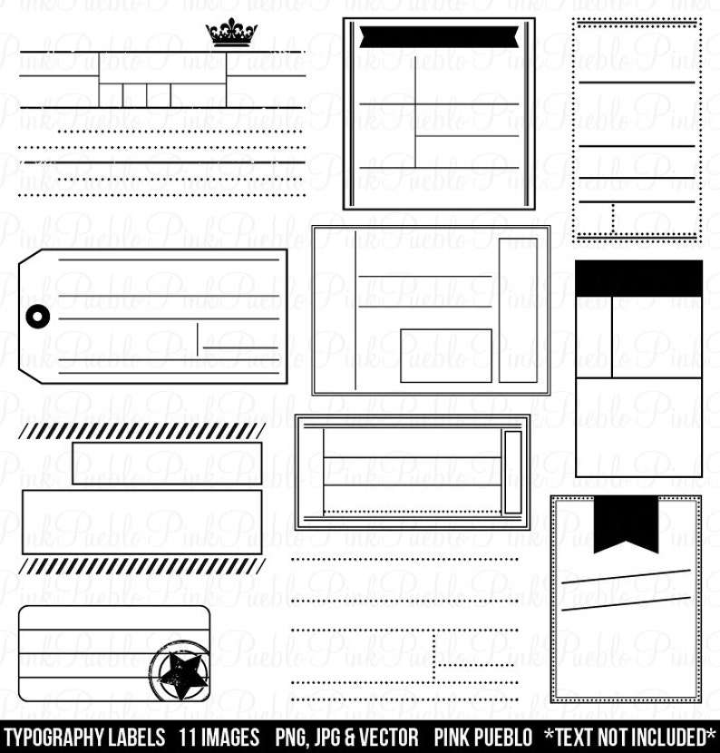 Labels Clipart Clip Art Vintage Labels Frames Tags Clipart - Etsy