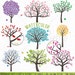 Watercolor Tree Silhouettes Clipart Clip Art Family Tree - Etsy