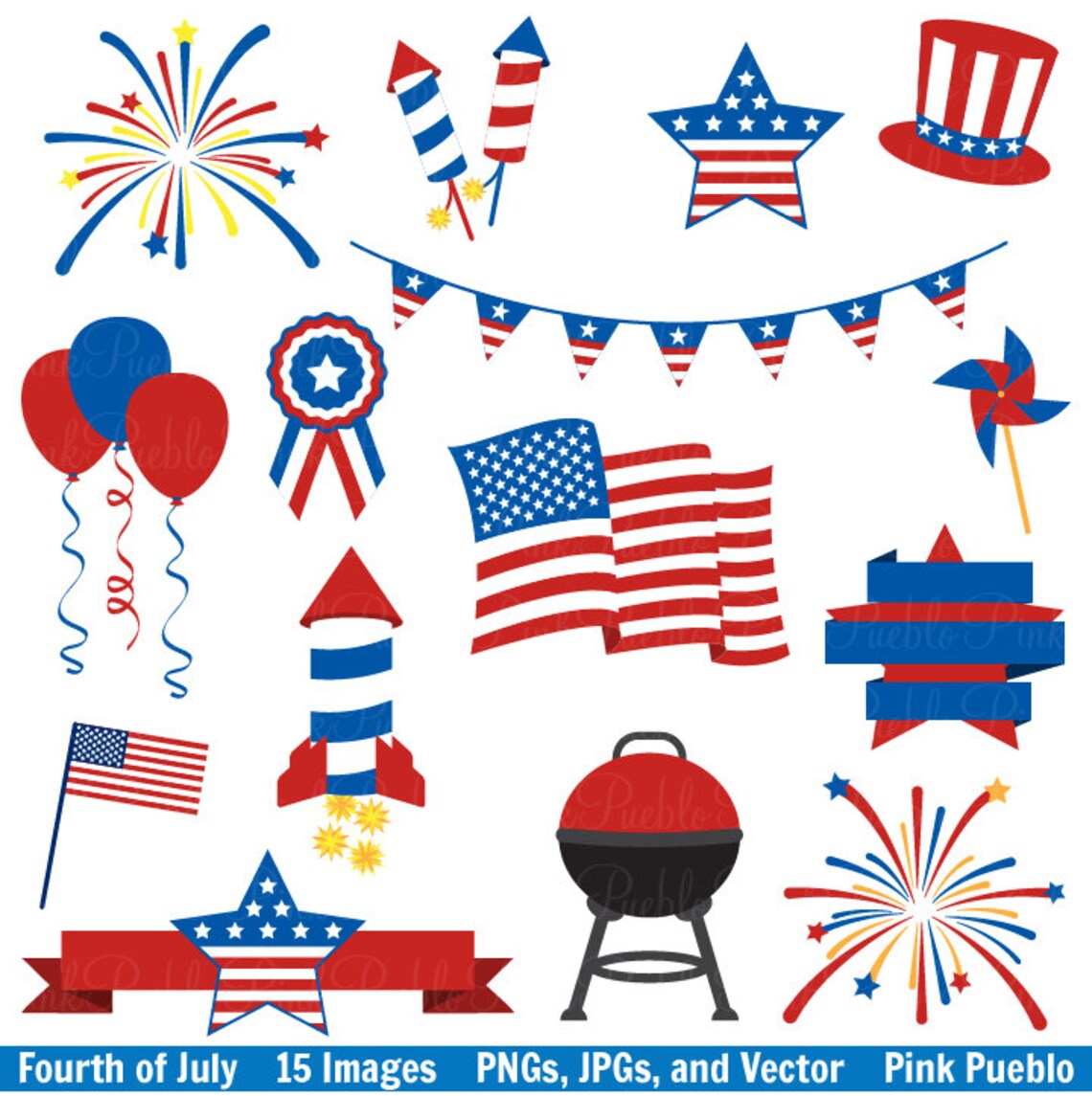 Fourth of July Clip Art Clipart 4th of July Clip Art Clipart - Etsy