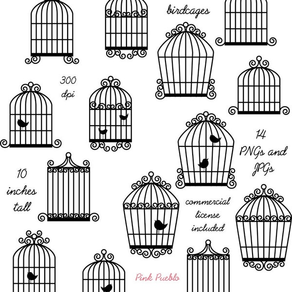 Bird Cage Clipart - Etsy
