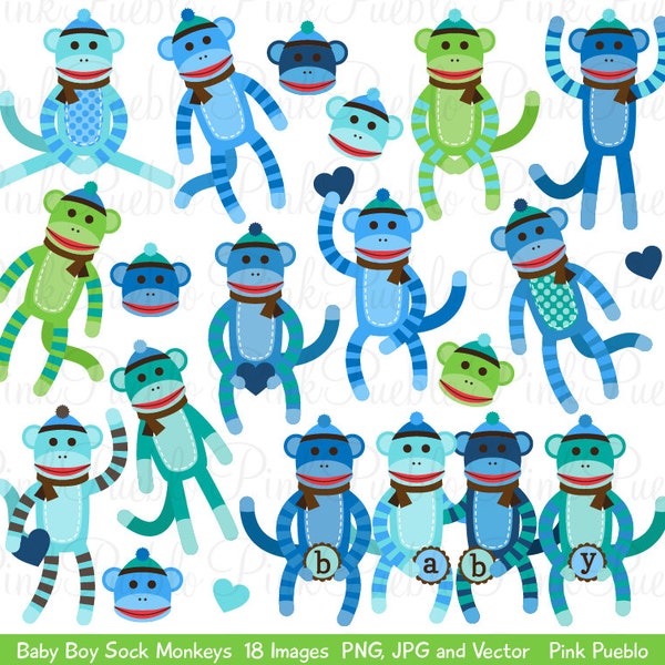 Sock Monkey Clip Art - Etsy