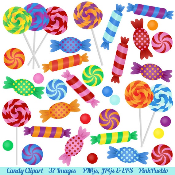 Candy Clipart Clip Art With Lollipops Peppermints Hard Candy - Etsy