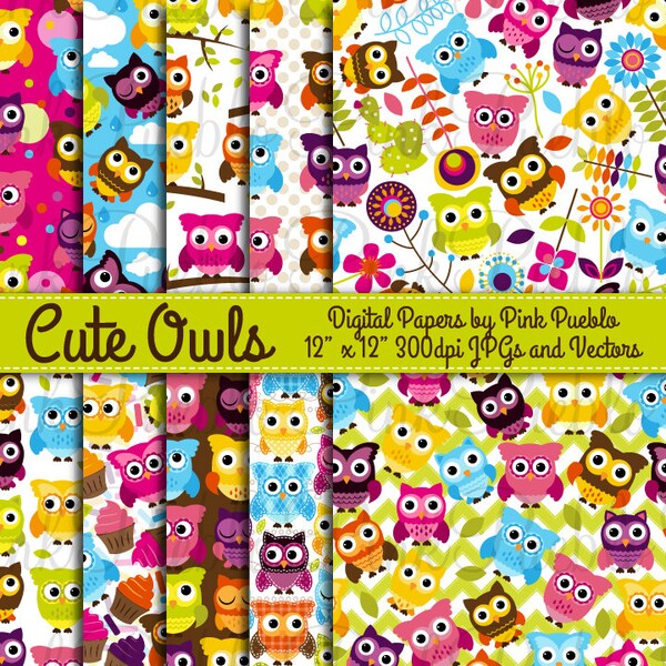 Digital Owl Clipart - Etsy