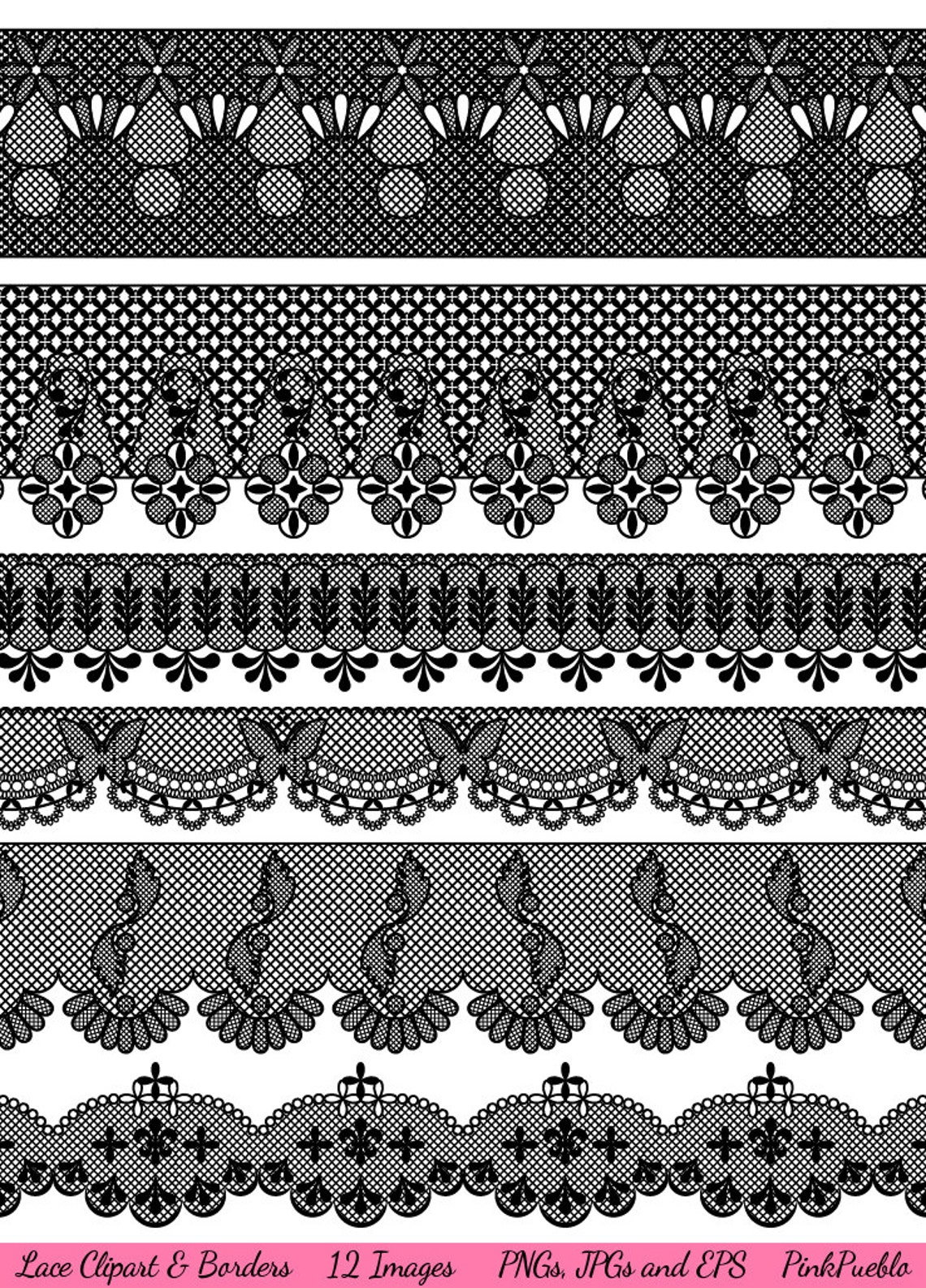 Lace Clipart Clip Art and Lace Borders Commercial and - Etsy