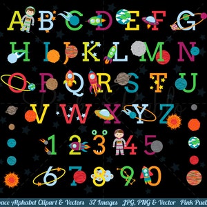 Space Alphabet Clipart, Space Alphabet Clip Art, Astronaut Clipart ...