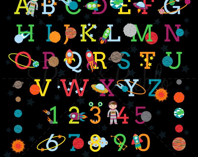 Space Alphabet Clipart, Space Alphabet Clip Art, Astronaut Clipart ...
