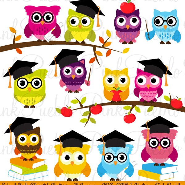 Wise Owl Clip Art - Etsy