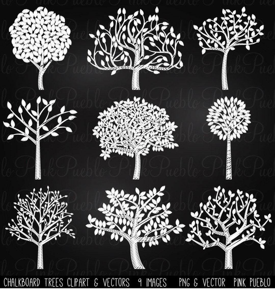 Chalkboard Tree Silhouettes Clipart Clip Art, Family Tree Clipart Clip ...
